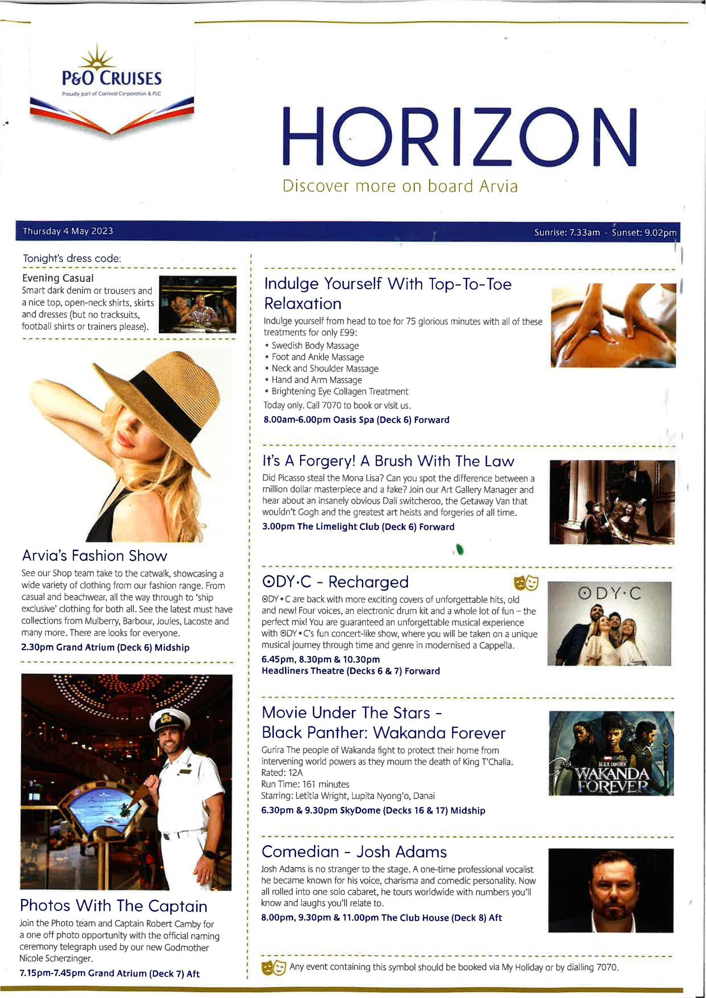 All P&O Arvia Horizon Newsletters from a Mediterranean Cruise