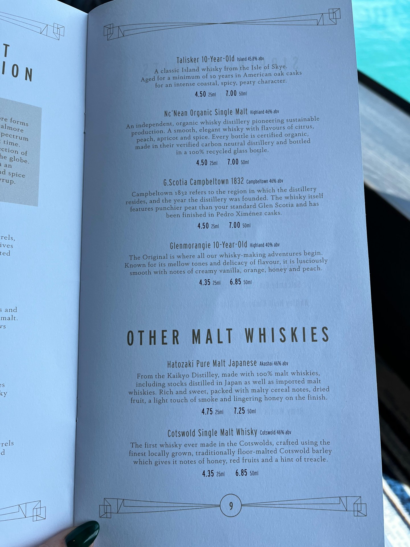 Crow's Nest Menu: P&O Cruises Drinks with Prices